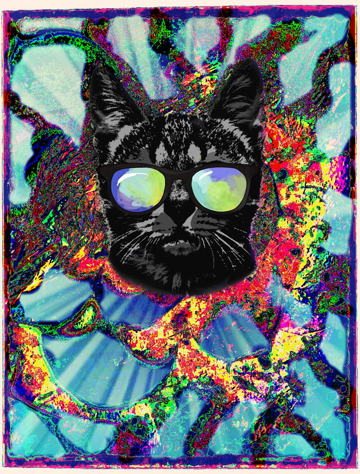 Psychedelic Trippy Art Cat